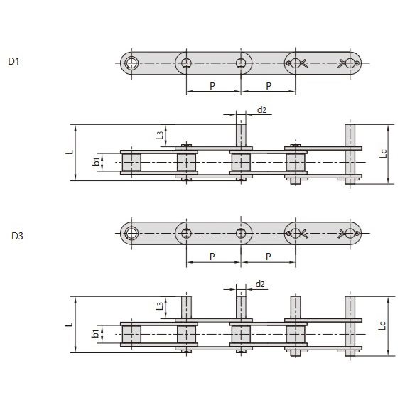 double pitch conveyor chains with extended pins